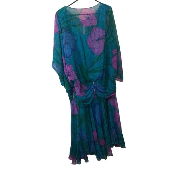 Pat Richards | Dresses | Vintage Pat Richards Michael Maiello Flapper 2s Green Blue Floral Midi ...